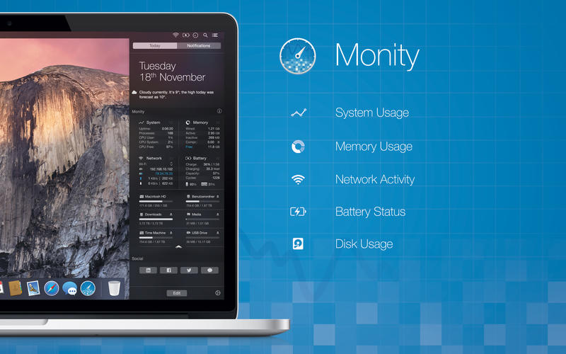 Monity 1.1 – Advanced System Monitoring Widget for OS X Yosemite ...